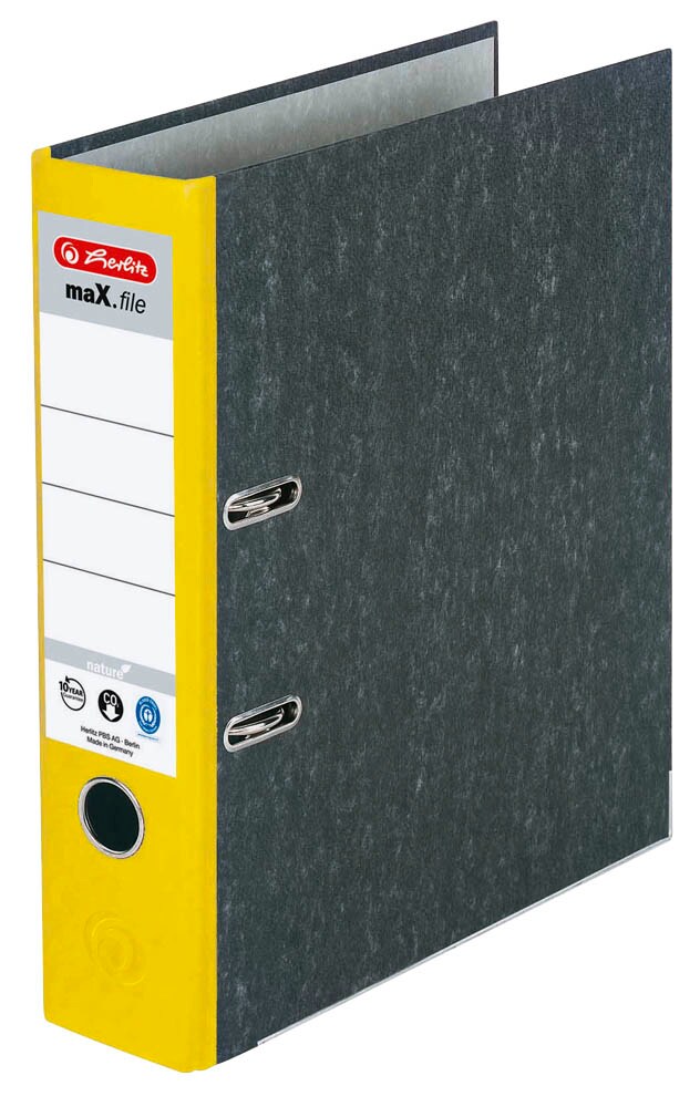herlitz maX.file nature Ordner gelb marmoriert Karton 8,0 cm DIN A4, 1 ...