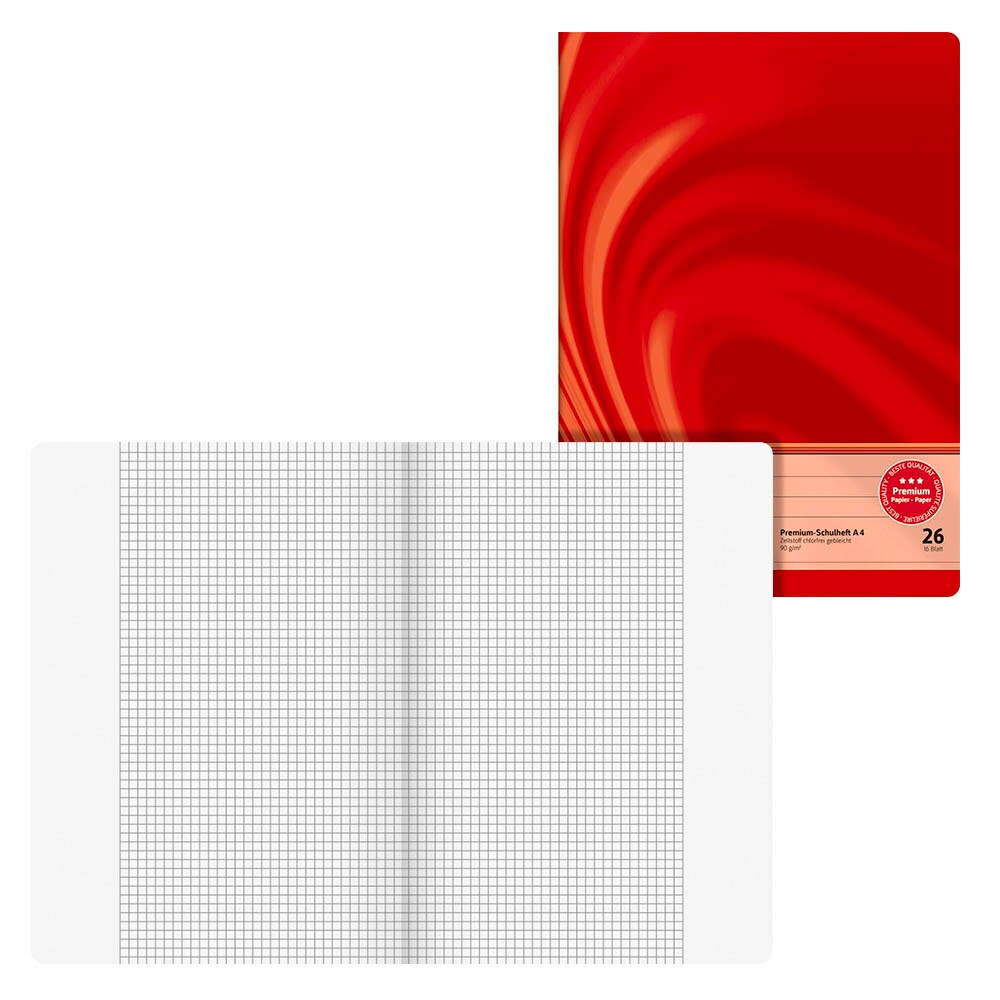 BRUNNEN Schulheft Vivendi Lineatur 26 kariert DIN A4 Außenrand, 16 ...