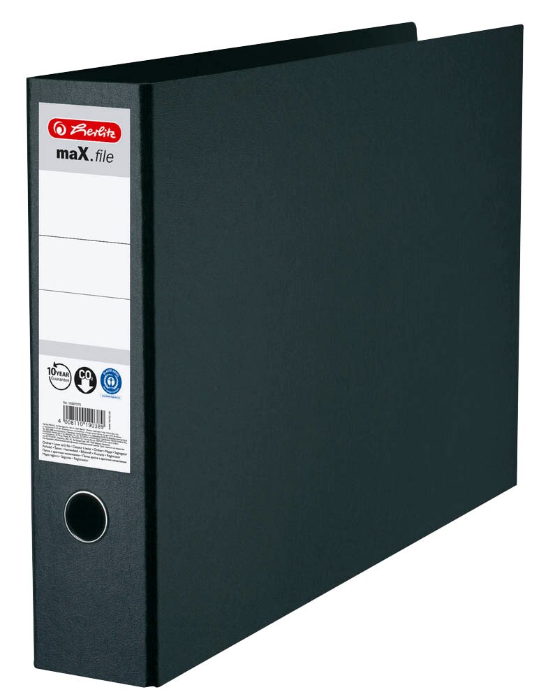 herlitz maX.file Ordner schwarz marmoriert Karton 7,5 cm DIN A3 quer, 1 ...