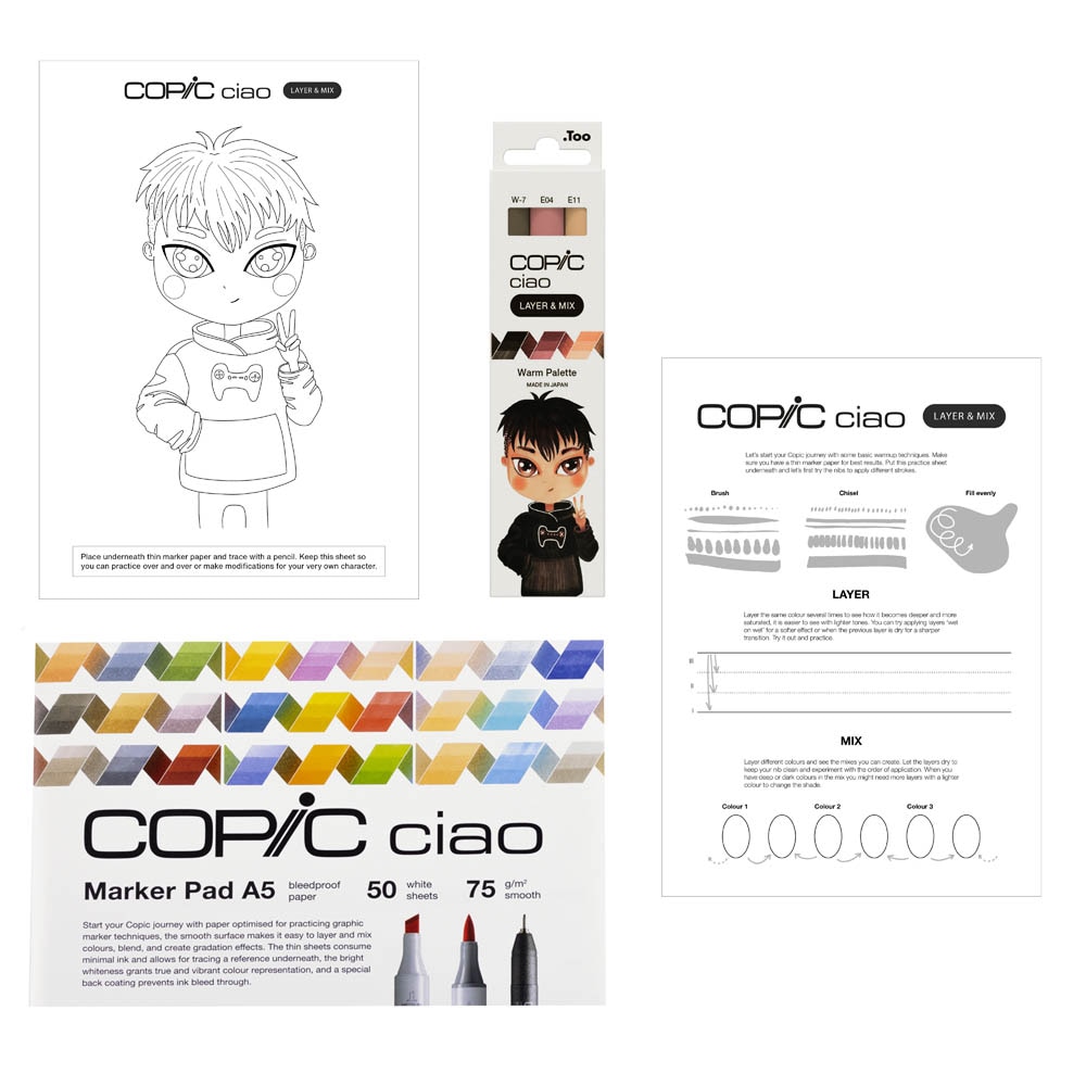 COPIC® Ciao Warm Palette Starter Layoutmarker-Set farbsortiert 1,0 + 6 ...