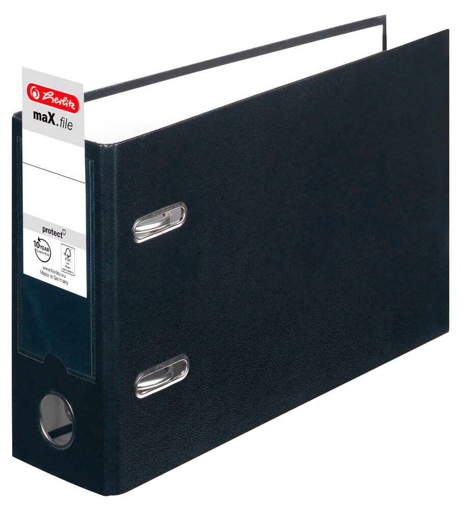 herlitz max.file Ordner schwarz Karton 8,0 cm DIN A5 quer, 1 St. | Printus