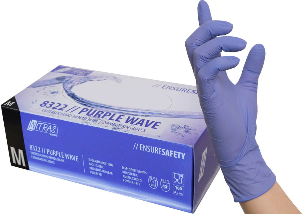 NITRAS MEDICAL unisex Einmalhandschuhe PURPLE WAVE lila Größe M, 100 St ...
