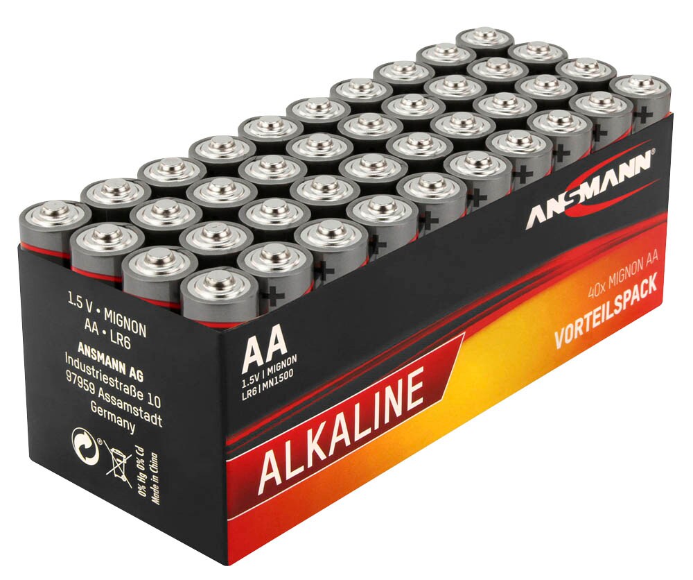 ANSMANN Batterien Red Alkaline Alkali-Mangan Mignon AA 1,5 V, 40 St ...