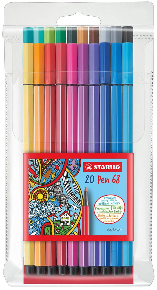 STABILO Pen 68 Filzstifte farbsortiert, 20 St. | Printus