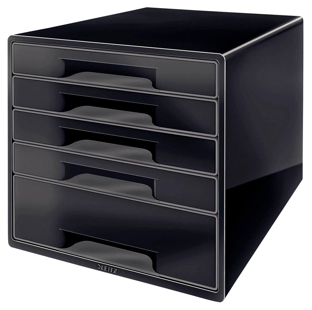 LEITZ Schubladenbox CUBE Duo Colour schwarz/grau 52531095, DIN A4 mit 5 ...