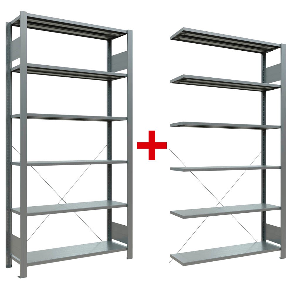 SCHULTE Weitspannregal-Set Multiplus 6 OH 17725+17728 silber 200,0 x 30 ...