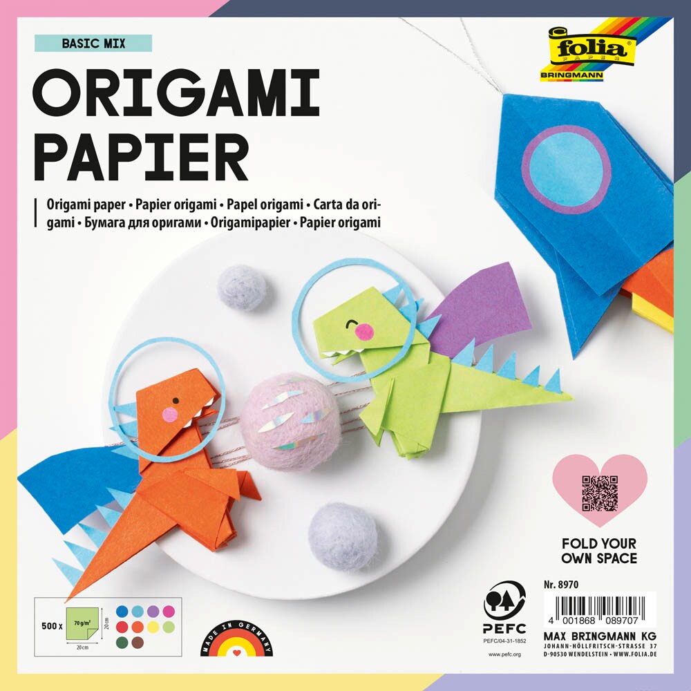 folia Faltblätter Origami mehrfarbig 500 Blatt | Printus