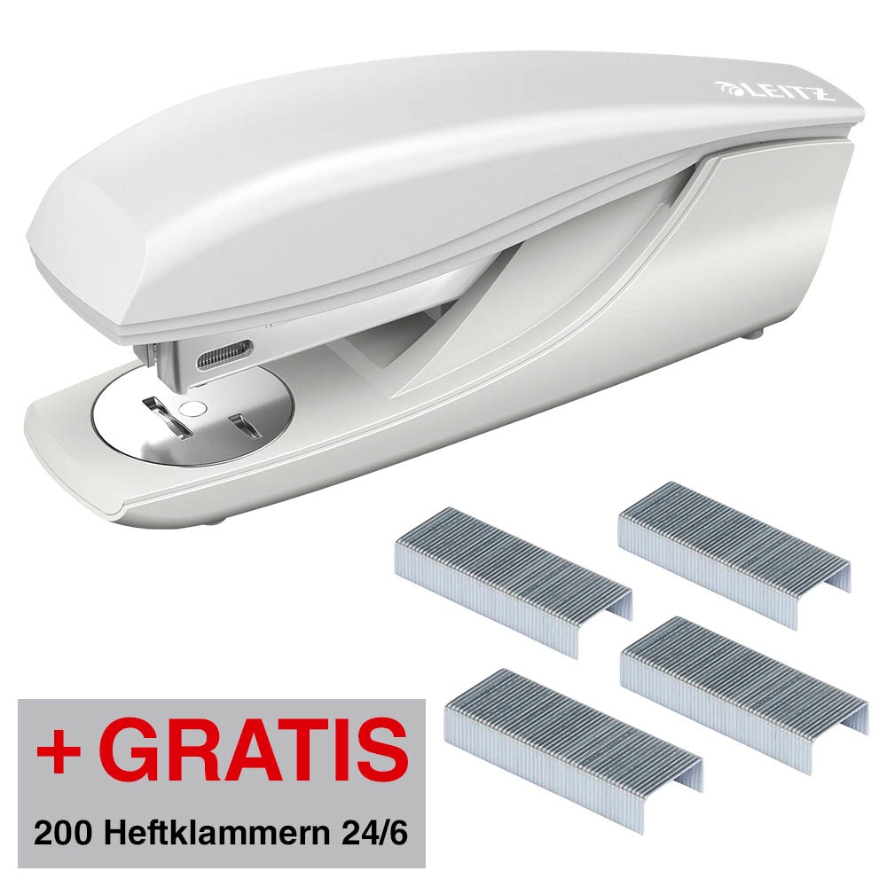 AKTION: LEITZ Heftgerät 5500 grau, 1 St. + GRATIS 200 Heftklammern 24/6 ...