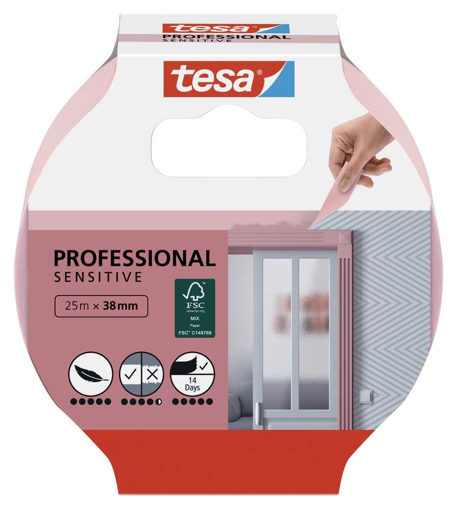 tesa PROFESSIONAL SENSITIVE Malerband pink 38,0 mm x 25,0 m 1 Rolle ...