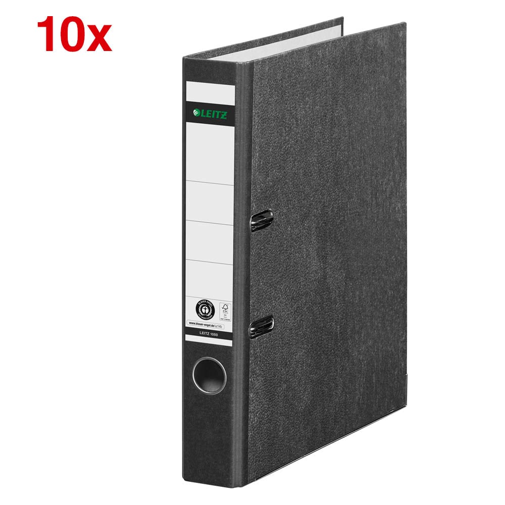 AKTION: LEITZ 1050 Ordner schwarz marmoriert Karton 5,2 cm DIN A4, 10 ...