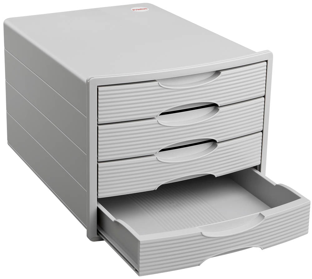 Printus Schubladenbox lichtgrau 1001-P-11D, DIN A4 mit 4 Schubladen, 1 ...