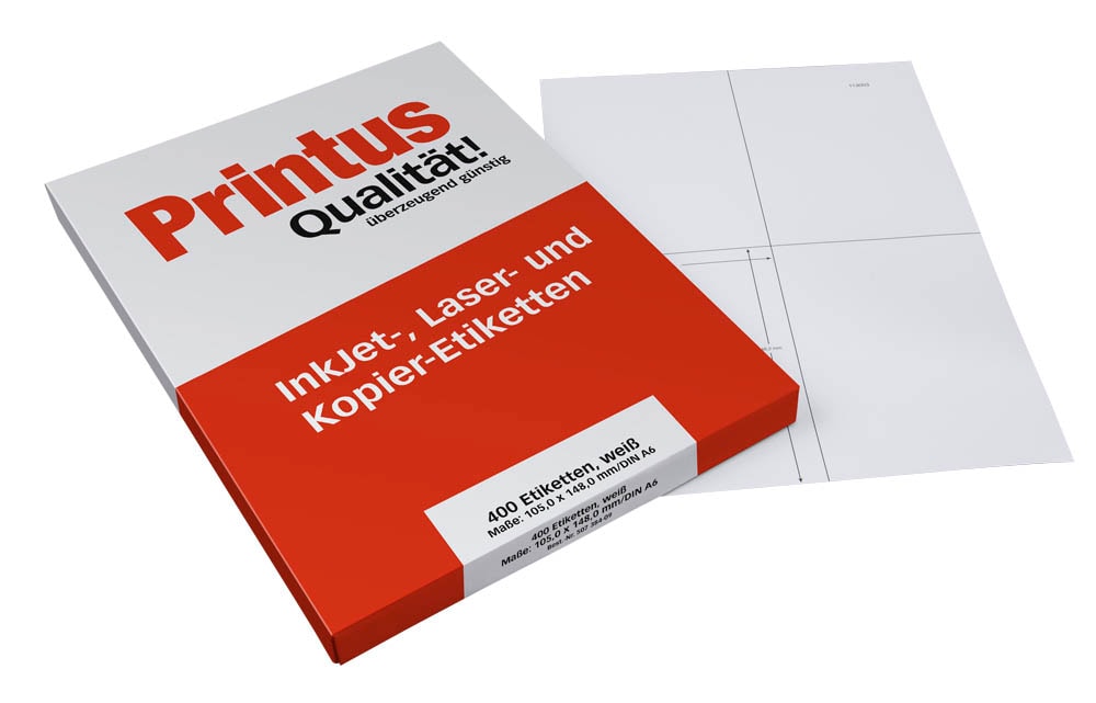 Printus Etiketten weiß 105,0 x 148,0 mm, 100 Blatt | Printus