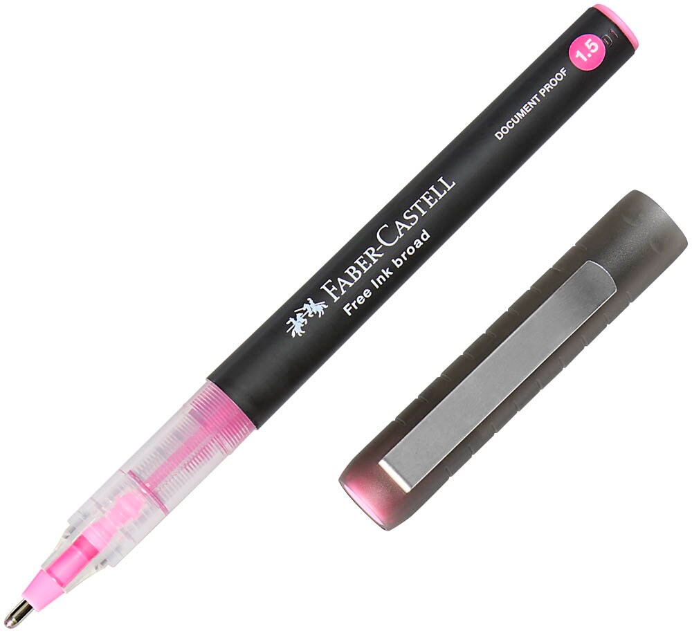 FABER-CASTELL Free Ink Tintenroller grau 0,8 mm, Schreibfarbe: pink, 1 ...