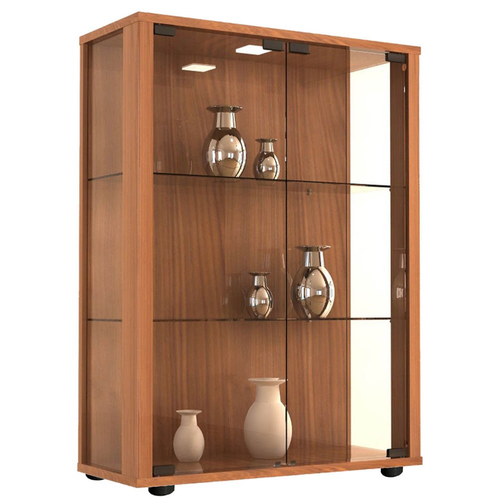 VCM my home Sintalo Vitrine buche 2 Fachböden mit Beleuchtung | Printus